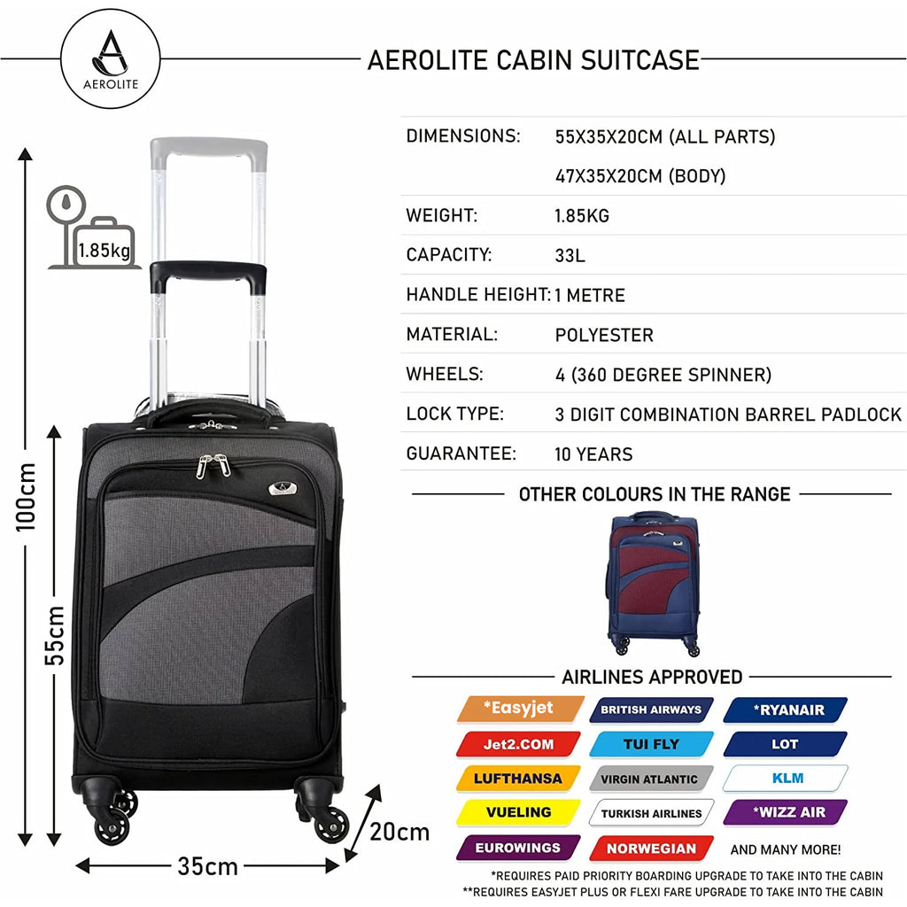 Aerolite Ryanair Priority Boarding Cabin Lightweight 2 Piece Carry On ...