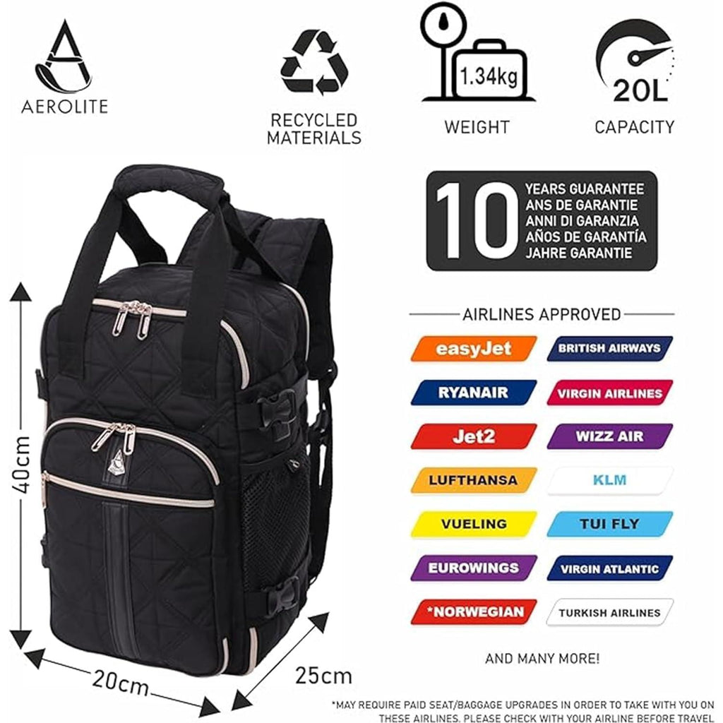 Aerolite 40x20x25cm Ryanair Maximum Premium Eco-Friendly Backpack with ...