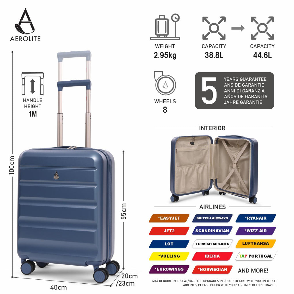 Aerolite Lightweight Hard Shell Carry On Hand Cabin Expandable ...