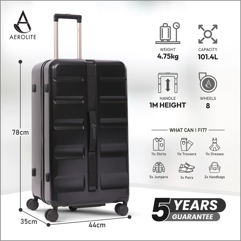 Aerolite 101L Large Trunk Suitcase with 4+1 Spinner Wheels, ABS Hard S ...
