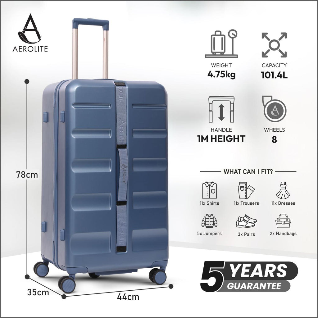 Aerolite 101L Large Trunk Suitcase with 4+1 Spinner Wheels, ABS Hard S ...