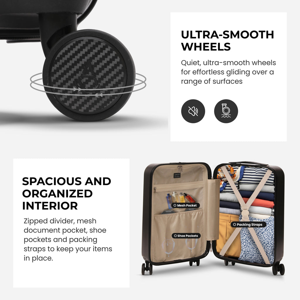 Aerolite 55x35x25cm Cabin Luggage with Spinner Wheels & TSA – Aerolite UK