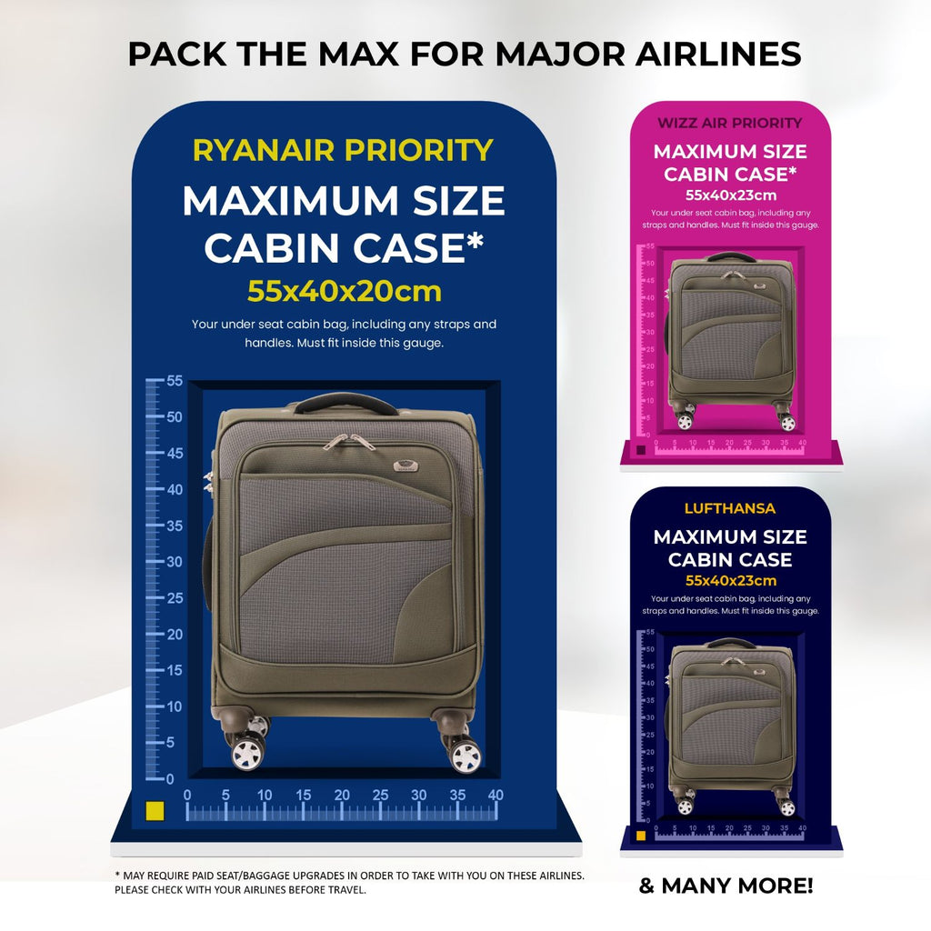 Aerolite 3 Piece Lightweight Soft Shell Luggage Set with TSA Locks ...