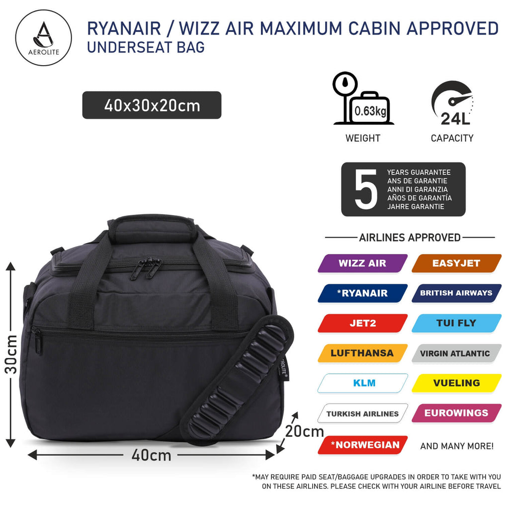 Aerolite 40x30x20cm Ryanair & Wizz Air Maximum Size Eco-Friendly ♻️ Ca ...