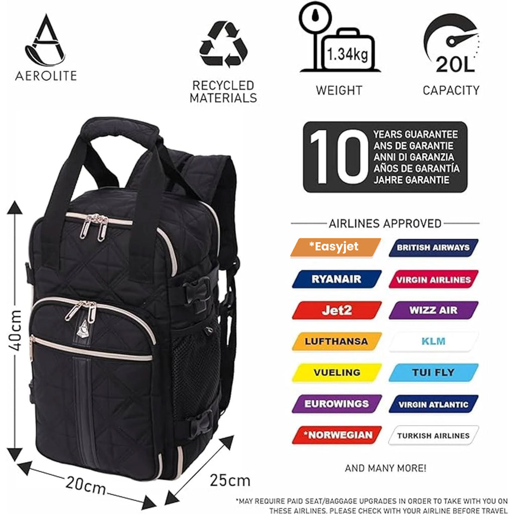 Aerolite 40x20x25cm Backpack - Ryanair Eco-Friendly | USB, RFID ...