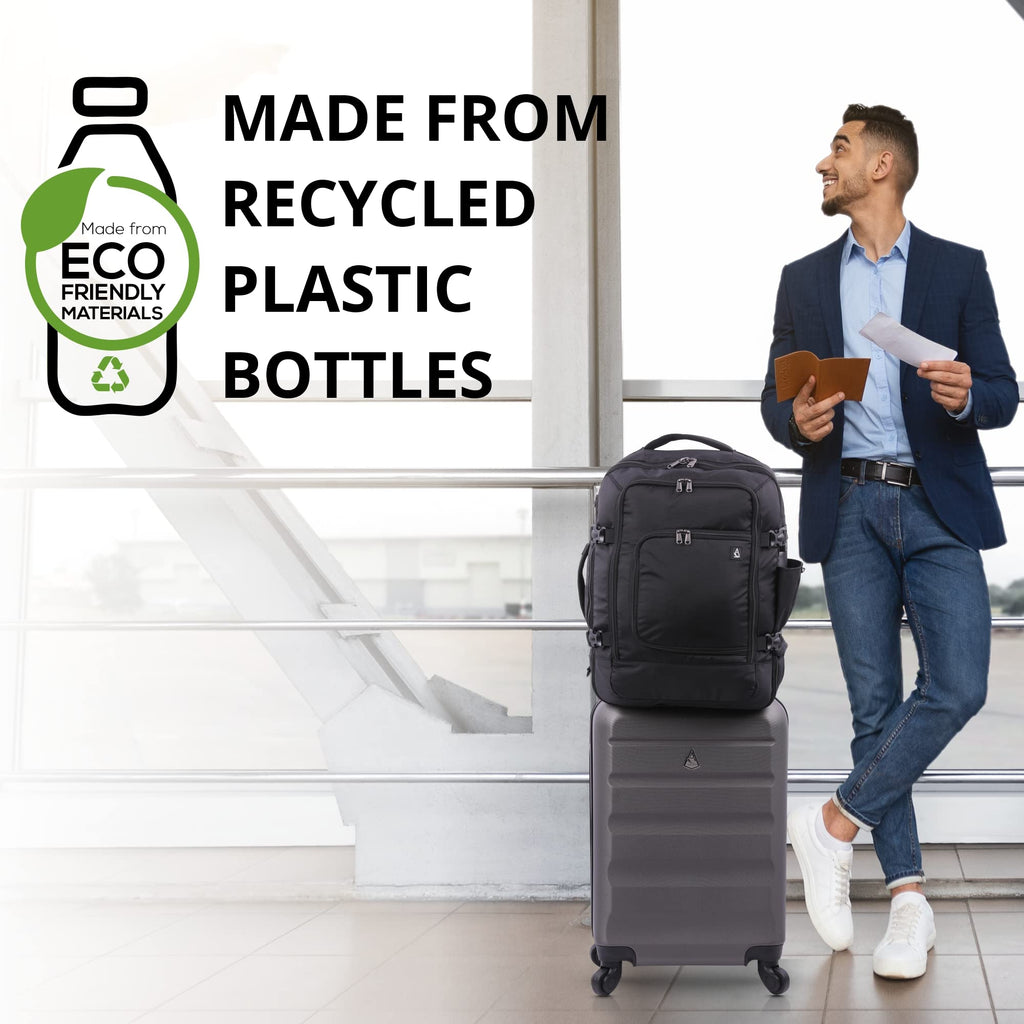 Aerolite 40x30x20cm Wizz Air Maximum Size Eco-Friendly Backpack ♻️ Wit ...