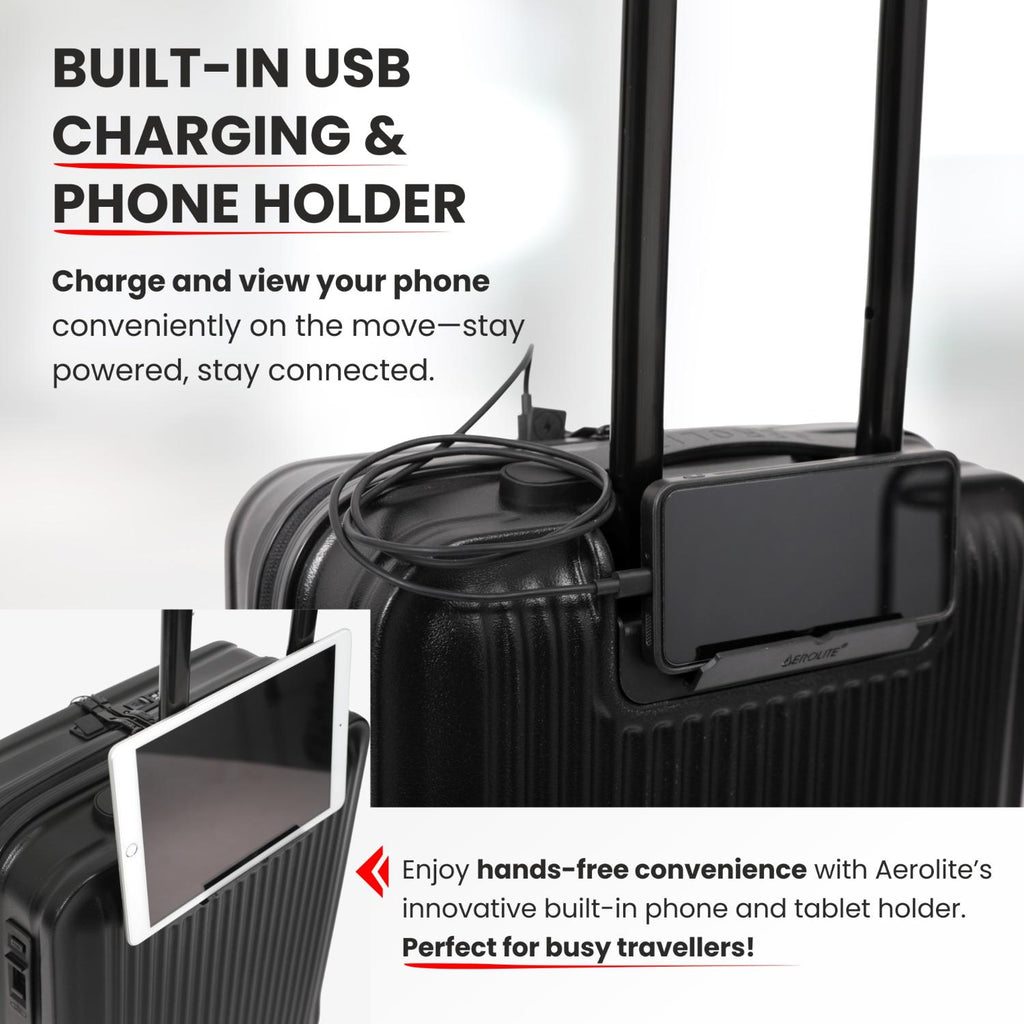 Aerolite M-Lite Smart 21” Cabin Suitcase – Silent & Smooth Hinomoto Wh ...