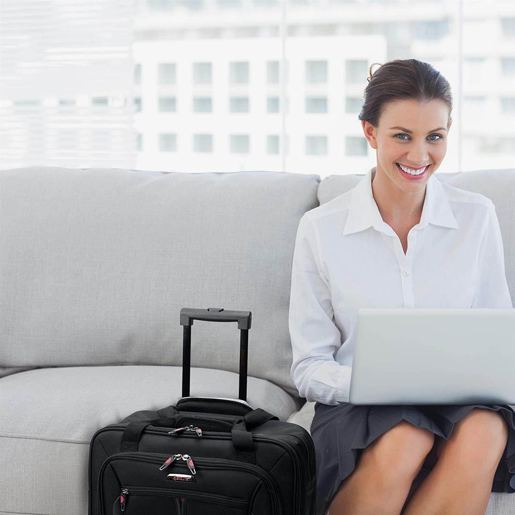 Aerolite Rolling Padded Laptop Case With 4 Wheels - Fits up to 15.6 ...